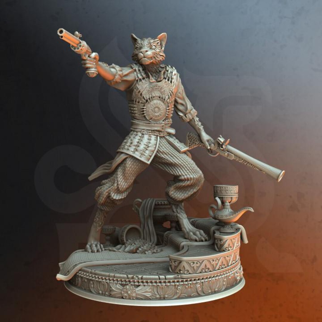 Cat Warrior Miniature Dnd Dungeons and Dragons 28mm/32mm Cat Fighter ...