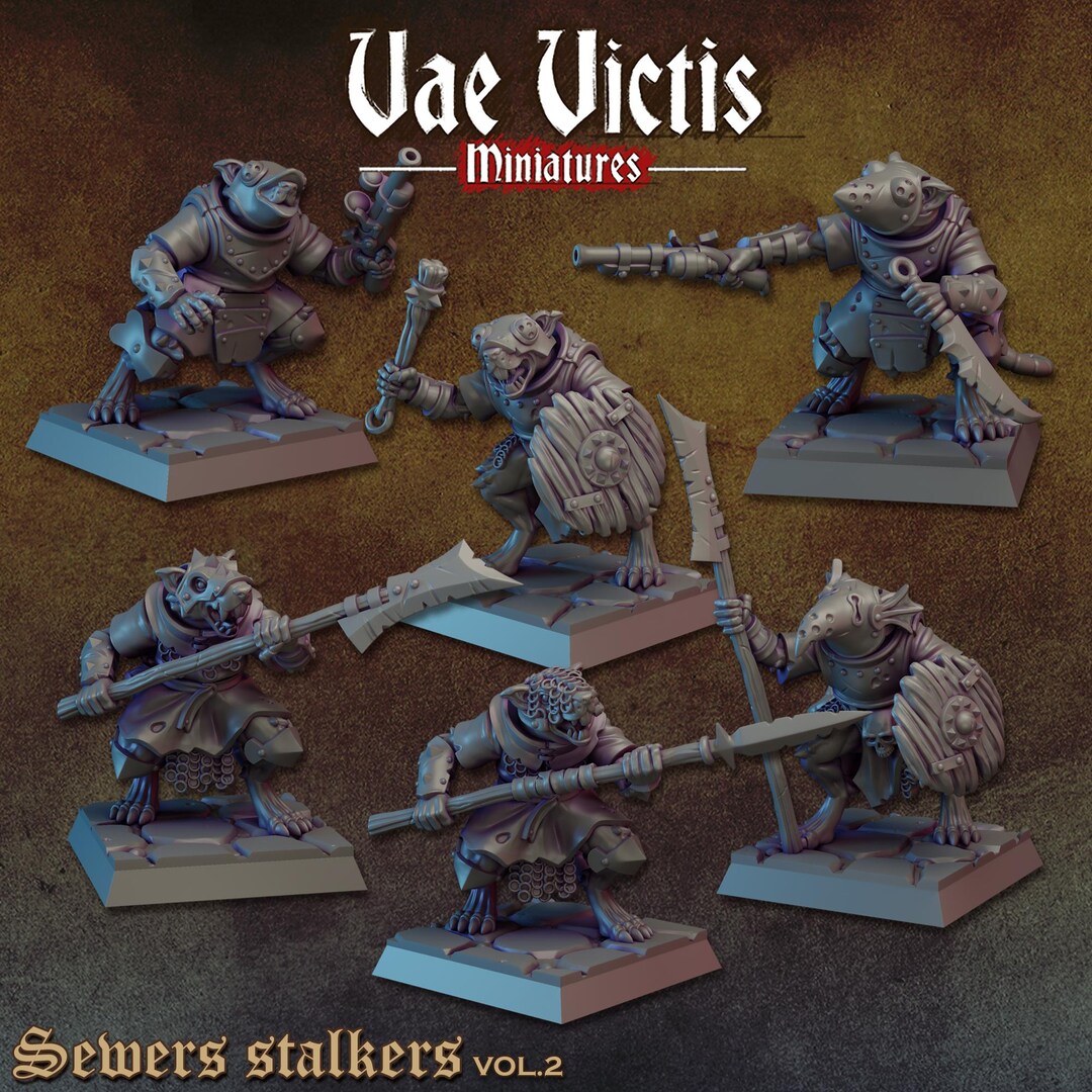 6pc Ratmen Dnd Dungeons and Dragons 28mm/32mm Ratfolk Miniatures TTRPG ...