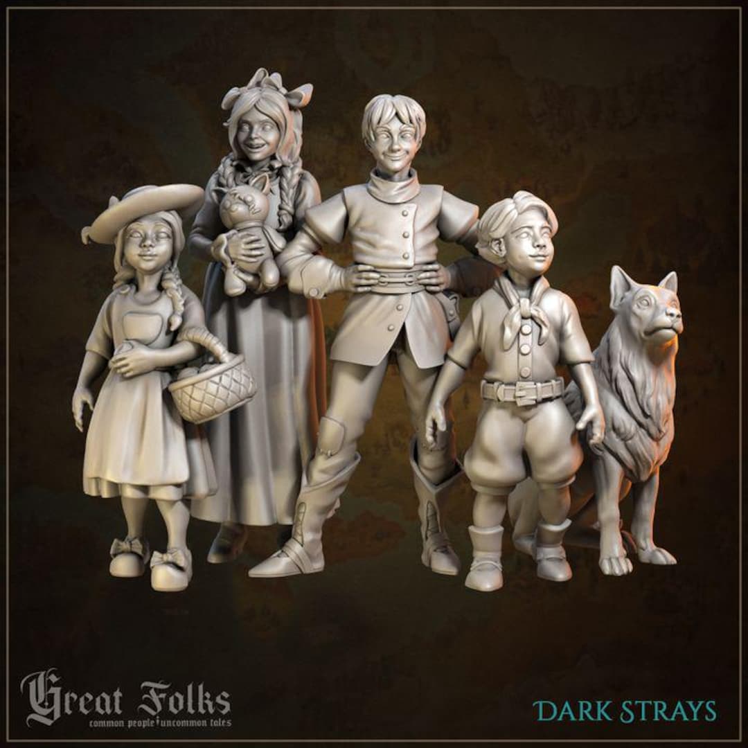 5pc Children and Dog Dnd Dungeons and Dragons 28mm/32mm Dark Strays ...