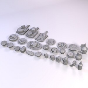 Medieval Meal Food Dishes Dnd Dungeons and Dragons 28mm/32mm Dollhouse ...