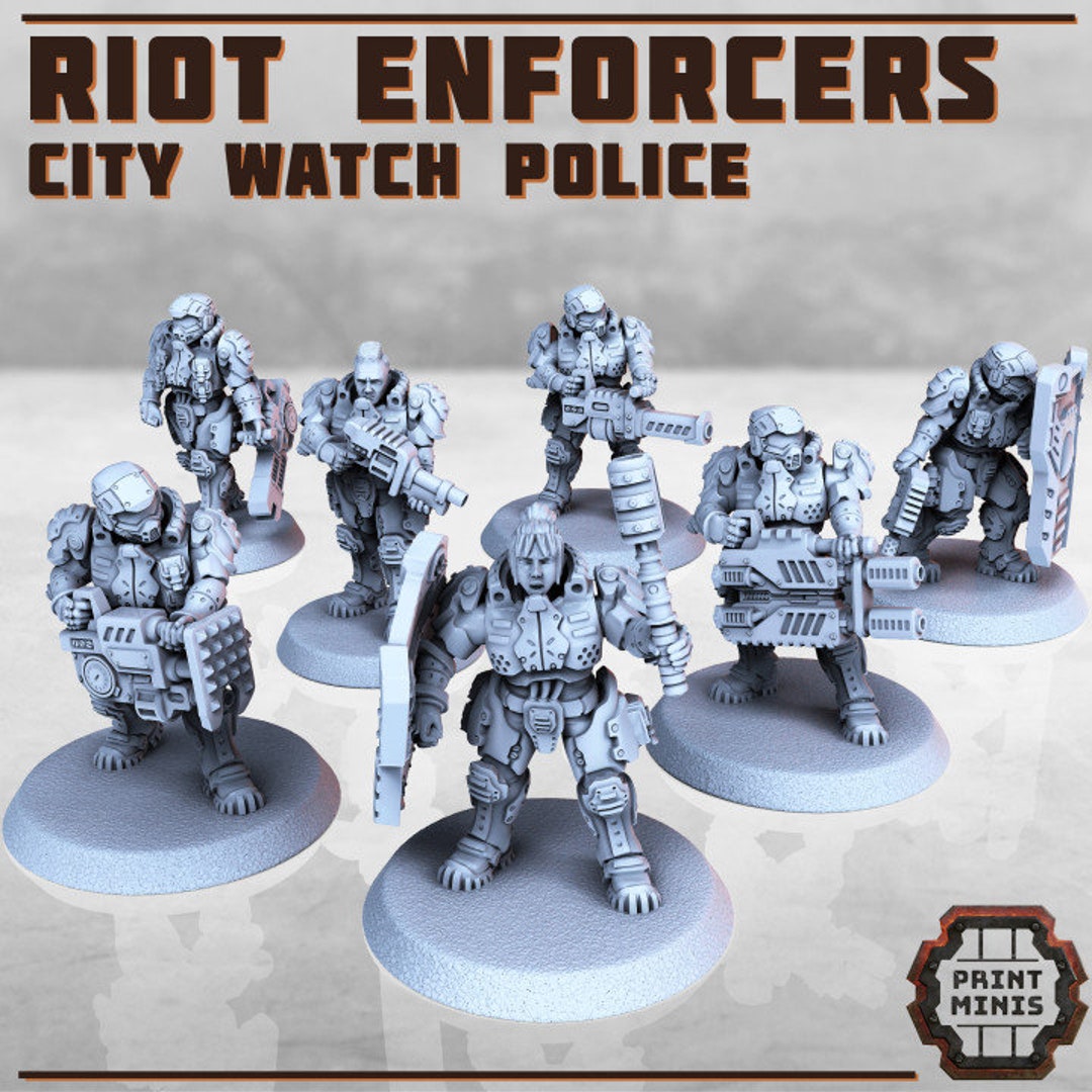 7pc Heavy Riot Enforcers, City Watch Police Miniatures, Modular Set by ...