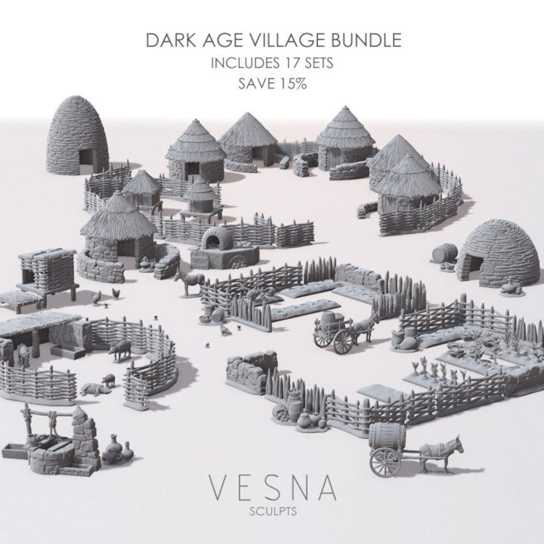 Dark Age Village Miniature Set Dnd Dungeons and Dragons Town Miniatures ...