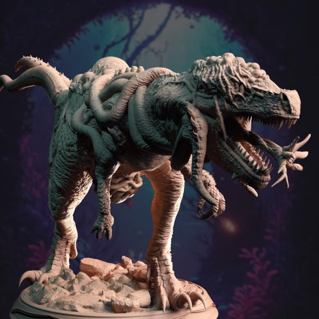 Huge Eldritch Dinosaur Miniature Dnd Dungeons and Dragons Giant T-rex ...