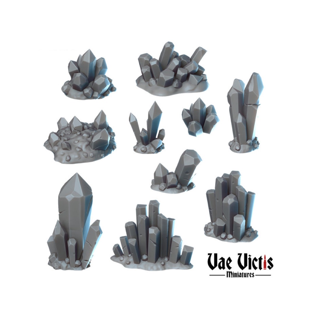 10pc Crystals Miniature Set for Dnd Dungeons and Dragons Tabletop RPG ...