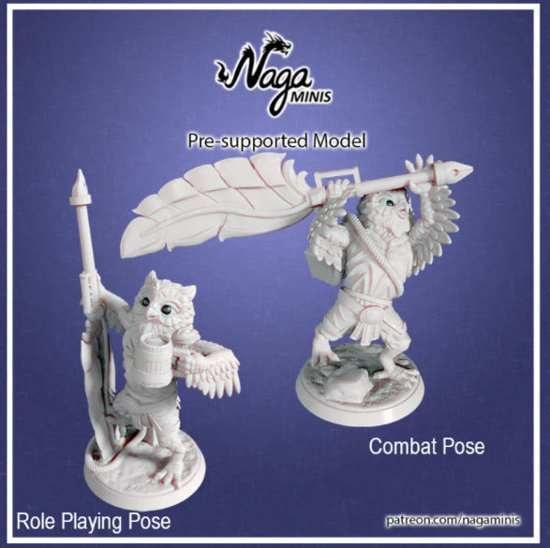 2pc Owl Fighter Miniature, Dnd, Dungeons and Dragons, Tabletop RPG ...
