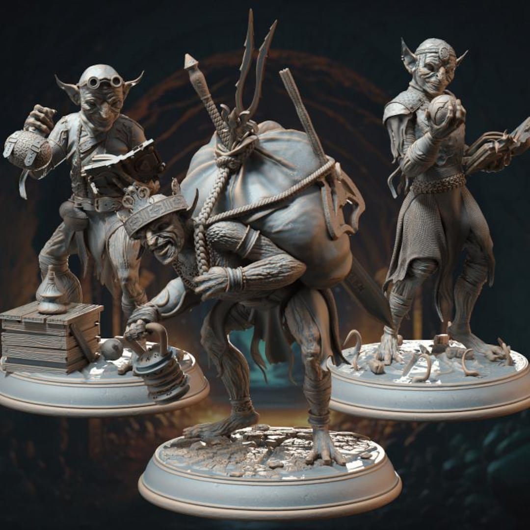 3pc Mana Goblin Miniatures Dnd Dungeons and Dragons 28mm/32mm TTRPG ...