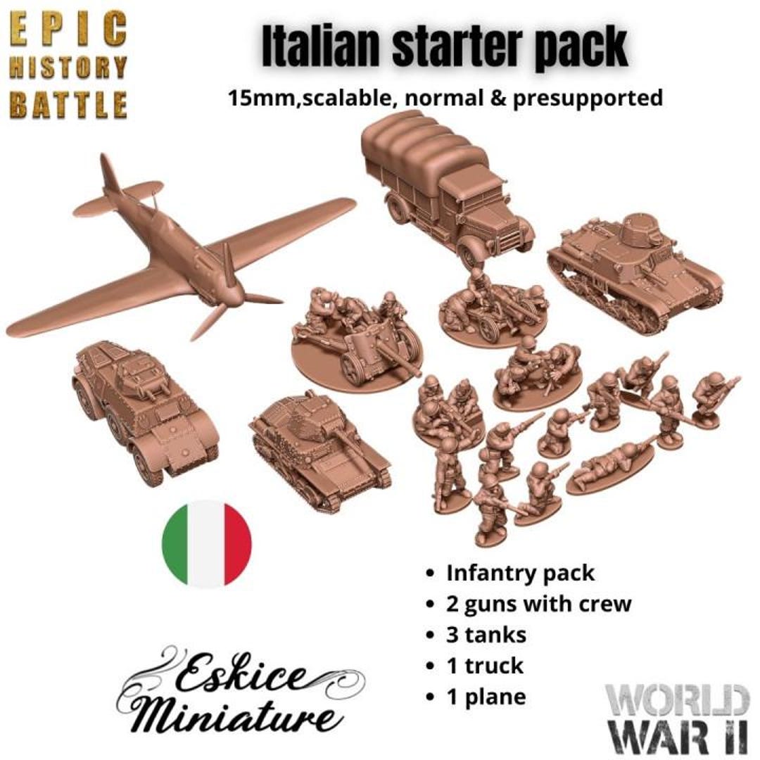 29pc WW2 Italian Starter Pack – 15mm 20mm 28mm 32mm 1 35 Scale ...