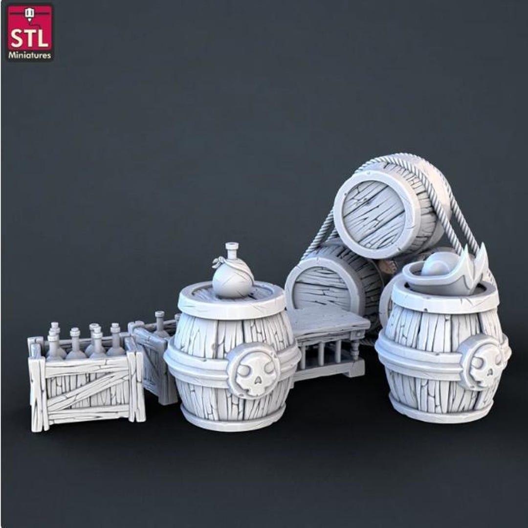 Pirate Barrel Scatter Set Dnd Dungeons and Dragons 28mm/32mm TTRPG ...