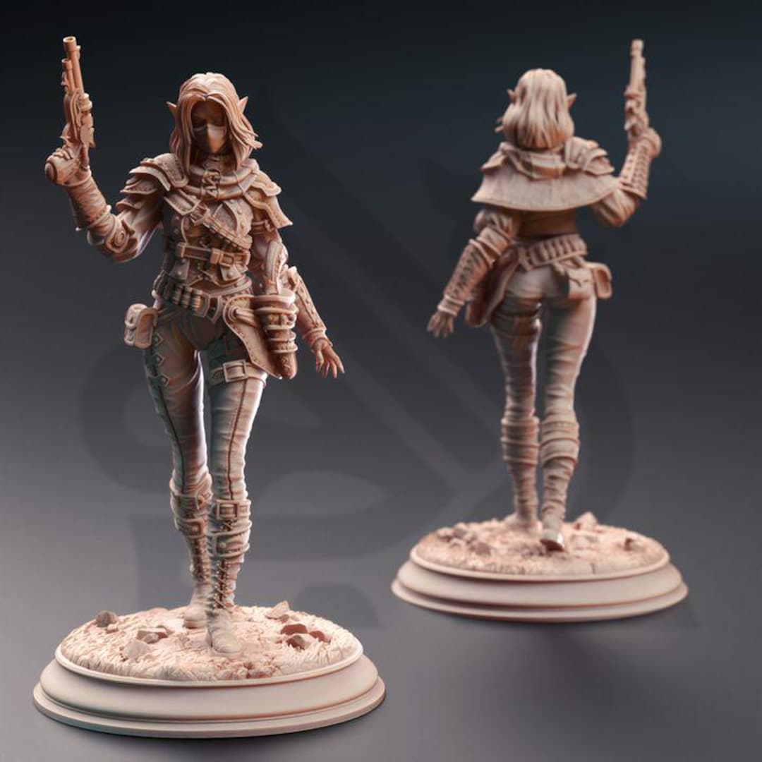 Drow Gunslinger Dungeons and Dragons 28mm/32mm/35mm Mini RPG Tabletop ...