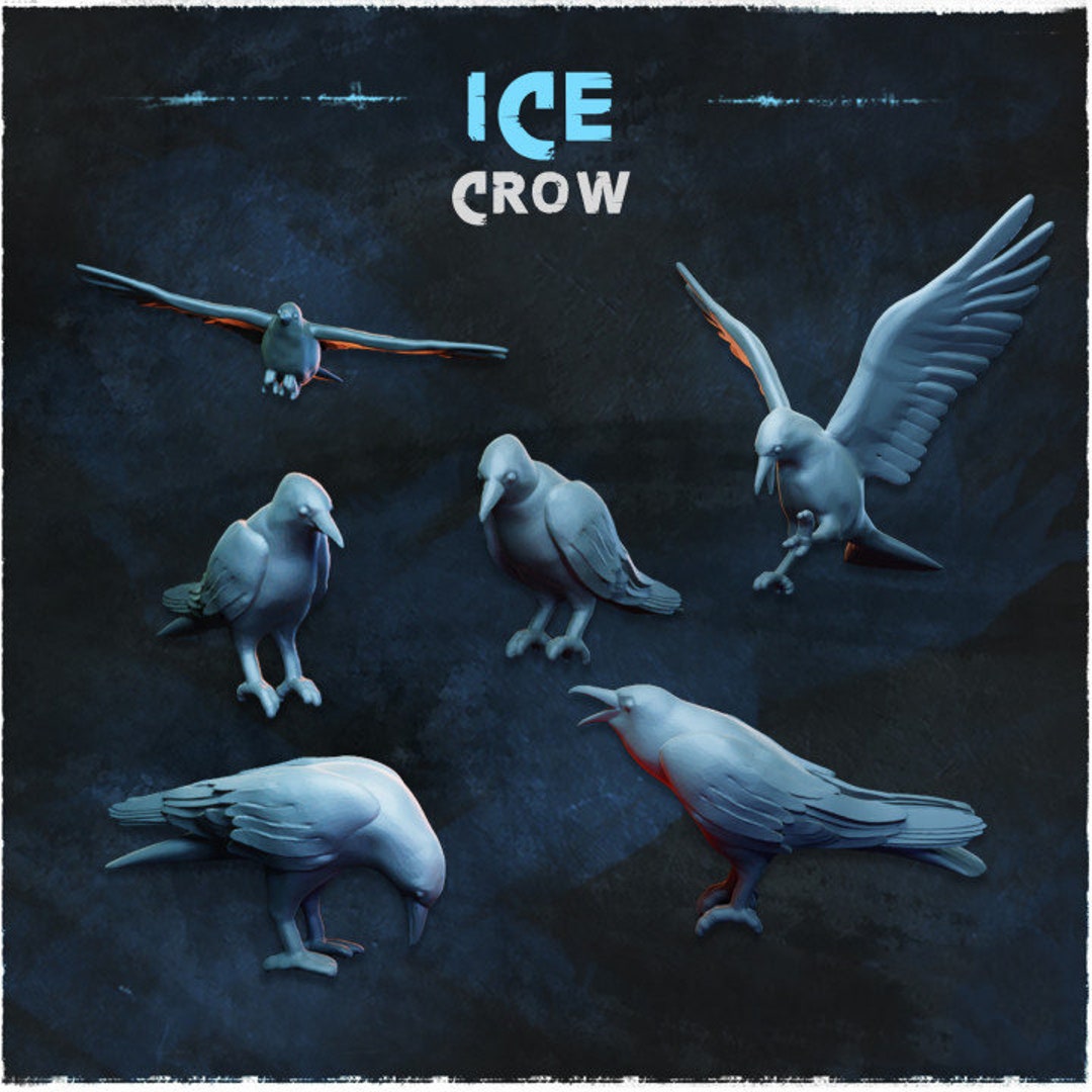 22 Pc Ice Crow Birds Dnd Dungeons and Dragons 28mm/32mm Tabletop RPG Miniatures Bird Basing Bits ...