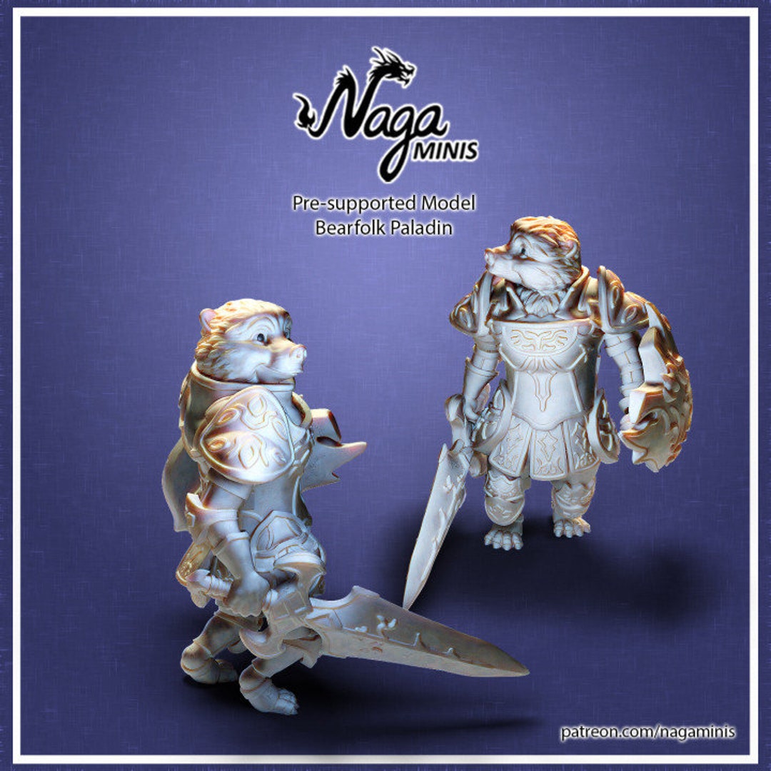 Bear Folk Paladin Dnd Dungeons and Dragons 28mm/32mm Miniature Bearfolk ...