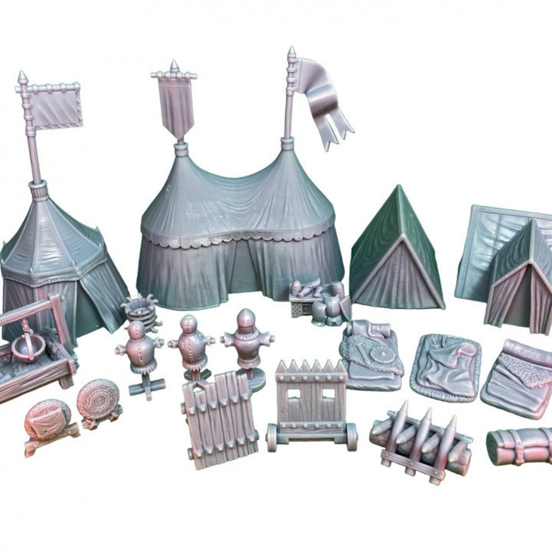 Campsite Terrain Set Dnd Dungeons and Dragons 28mm/32mm Tents Archery ...