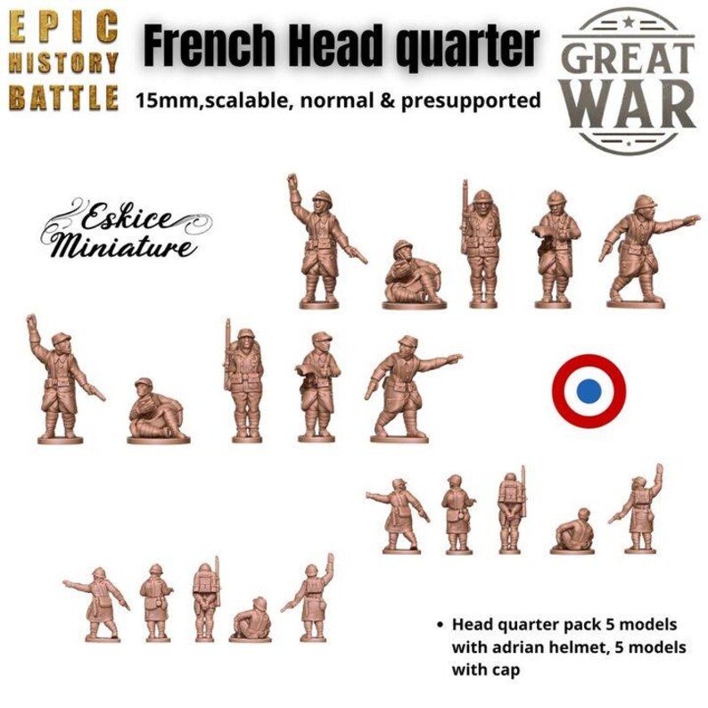 51pc WW1 French Starter Pack – 15mm 20mm 28mm 32mm 1 35 Scale ...