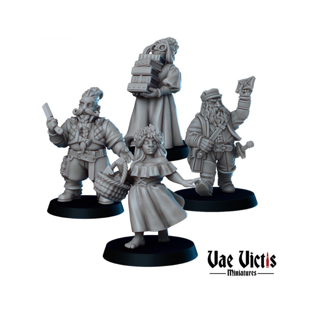 4pc Dwarves, Dwarf Miniatures, Dnd, Dungeons and Dragons, 28mm or 32mm ...