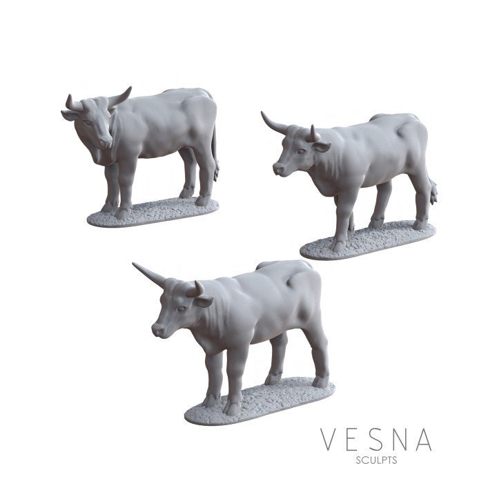 3pc Nguni Cows Dnd Dungeons and Dragons 28mm/32mm Cow Miniatures Farm ...