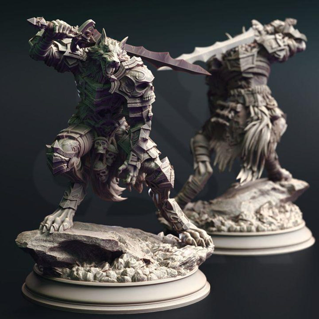 Werewolf Knight Dnd Dungeons and Dragons 28mm/32mm Dnd Monster Wolf ...