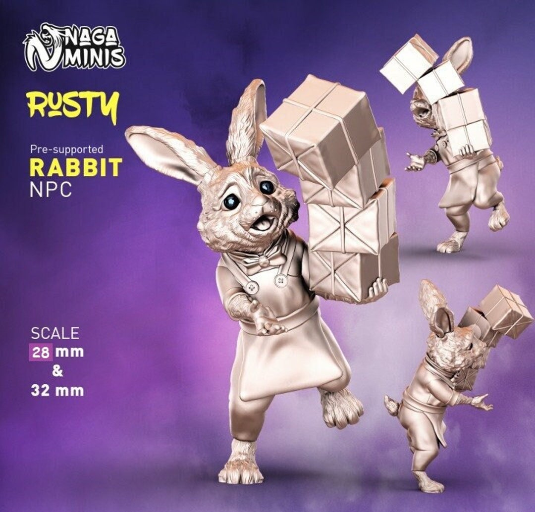 Clumsy Rabbit Folk Shop Assistant Dnd Dungeons and Dragons 28mm/32mm TTRPG Fantasy Wargame ...