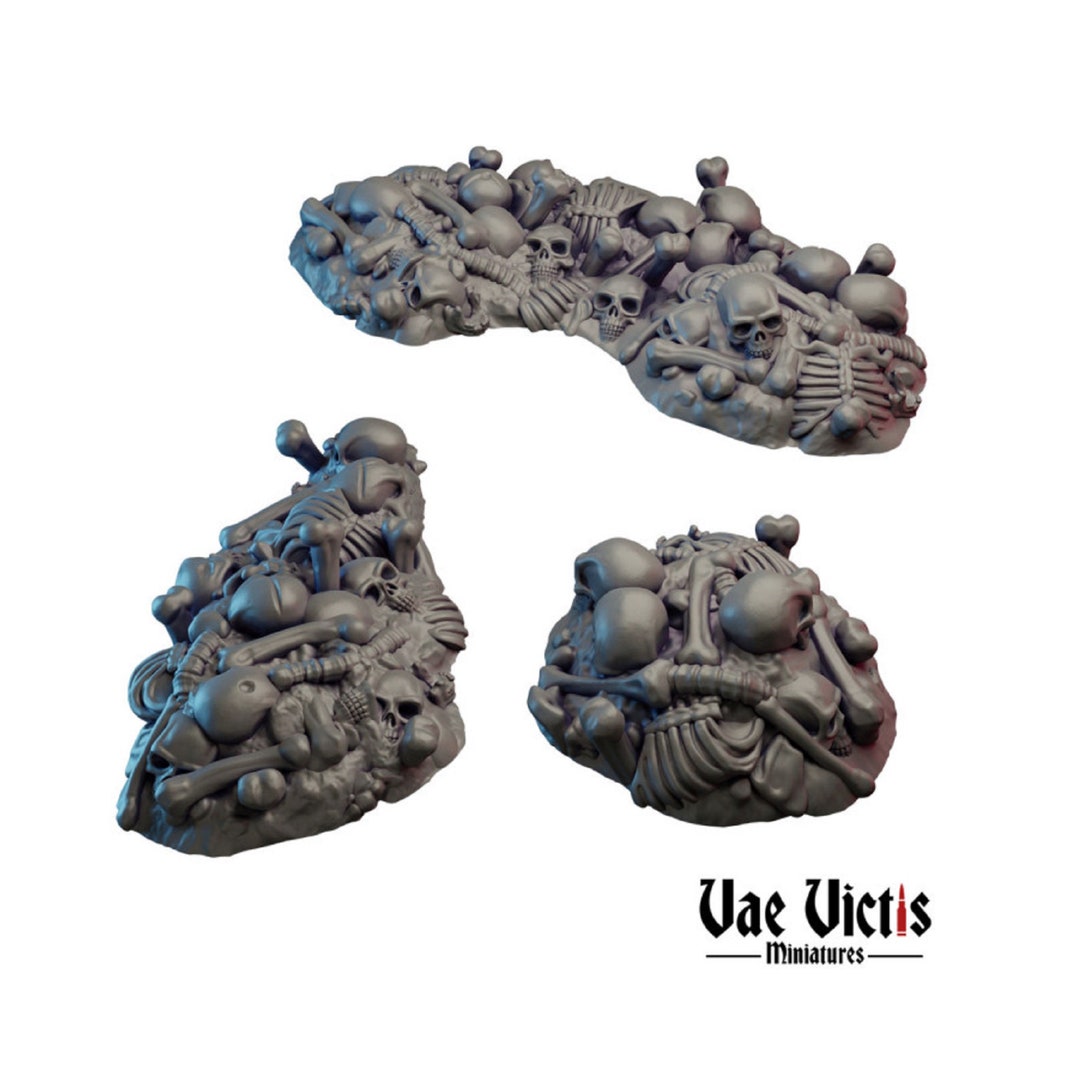 3pc Skull and Bone Pile Miniatures Dnd Dungeons and Dragons 28mm/32mm ...