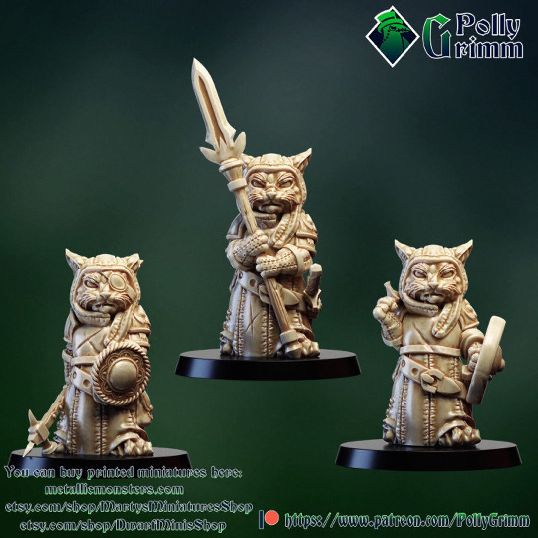 3pc Cat Warriors Set Dnd Dungeons and Dragons Cat - Etsy