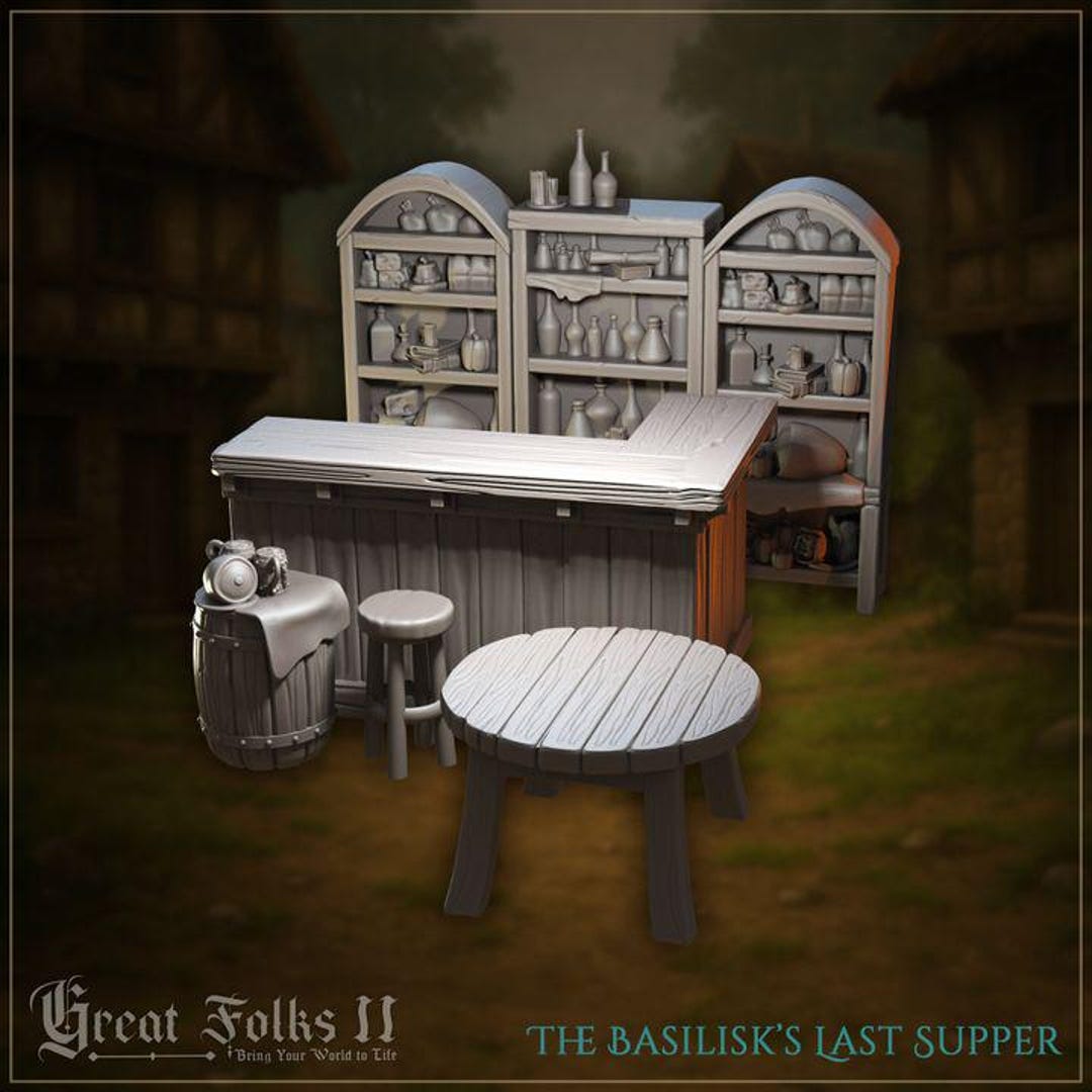 6pc Tavern Bar Furniture Set Basilisk’s Last Supper Miniatures for ...