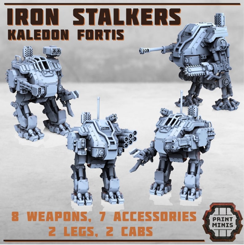 Mech Walker Sci-fi Miniatures 4 Variants ' Iron Stalker - Etsy