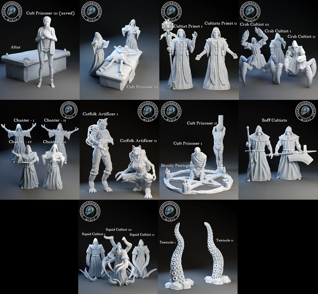 23pc Cultists Set Dungeons and Dragons 3D Printed D&D, Tabletop RPG ...