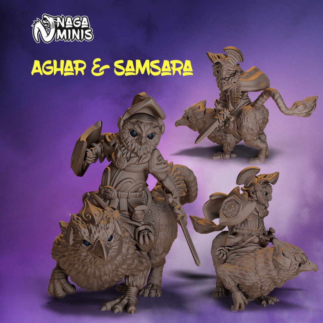 Owl Folk Paladin on Wingless Gryphon Mount, Dnd, Dungeons and Dragons ...