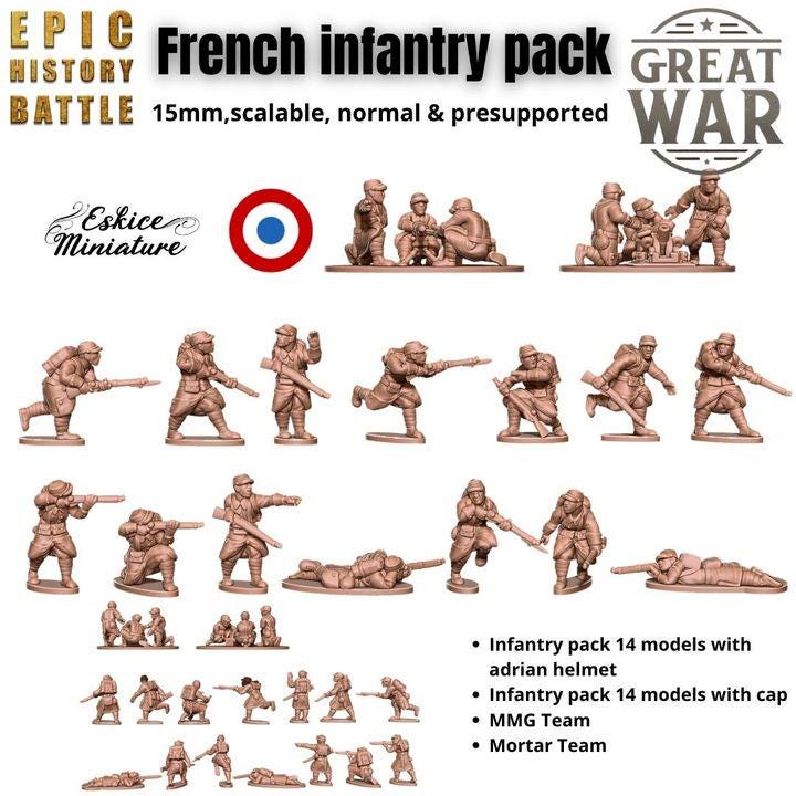 51pc WW1 French Starter Pack – 15mm 20mm 28mm 32mm 1 35 Scale ...
