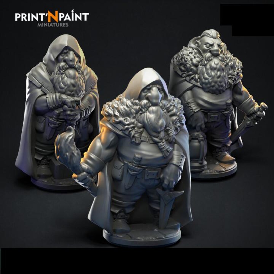 3pc Dwarf Explorers – Fantasy Miniature Set – 28mm 32mm 35mm Scale ...