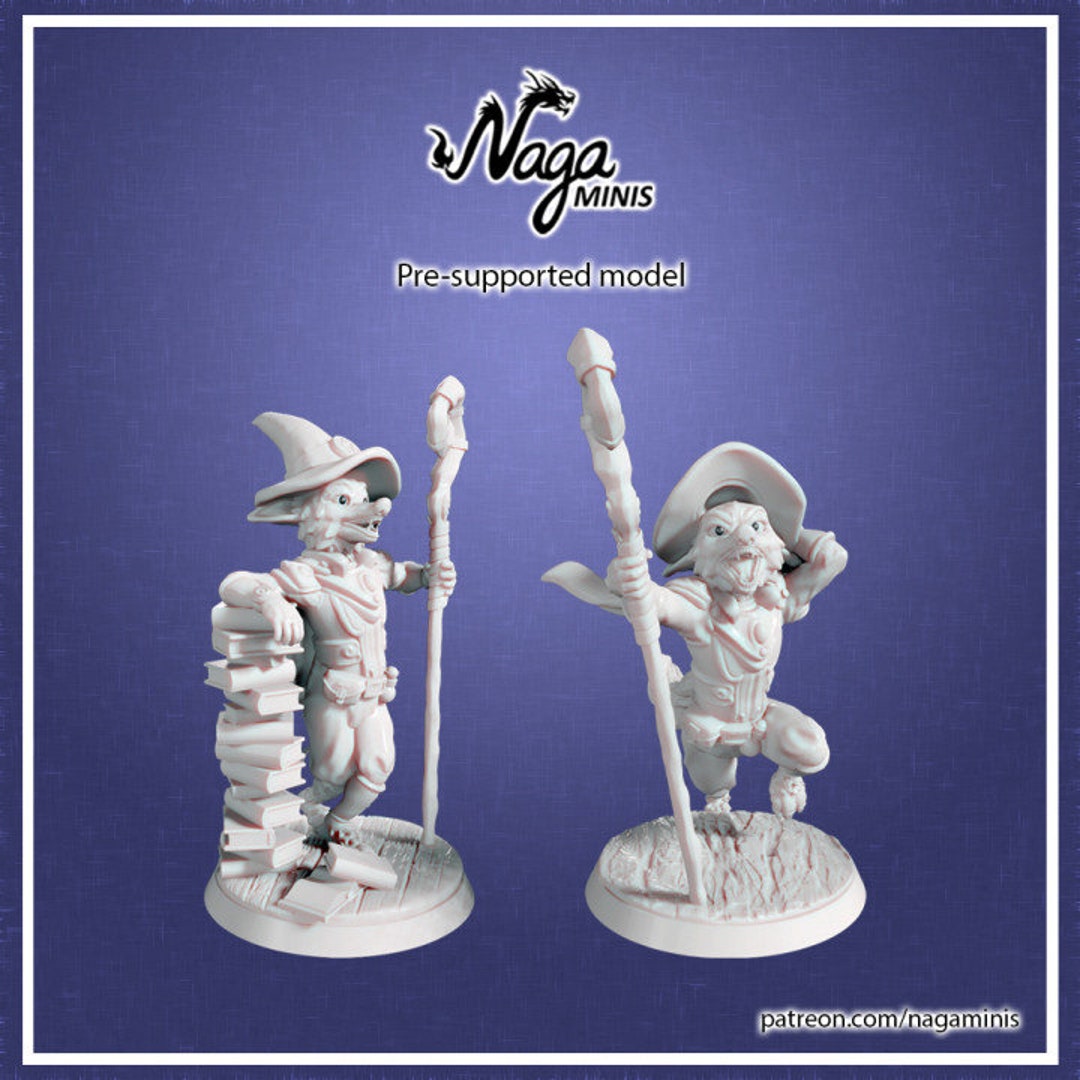 2pc Fox Wizard Miniature Set, Dnd, Dungeons and Dragons Miniature for ...