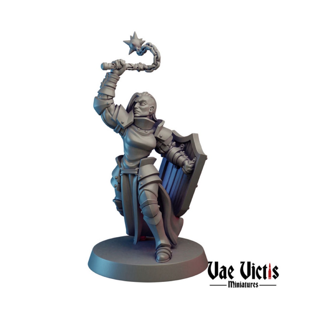 Paladin Miniature, Cleric, Female Miniature, RPG, Dnd, Dungeons and ...