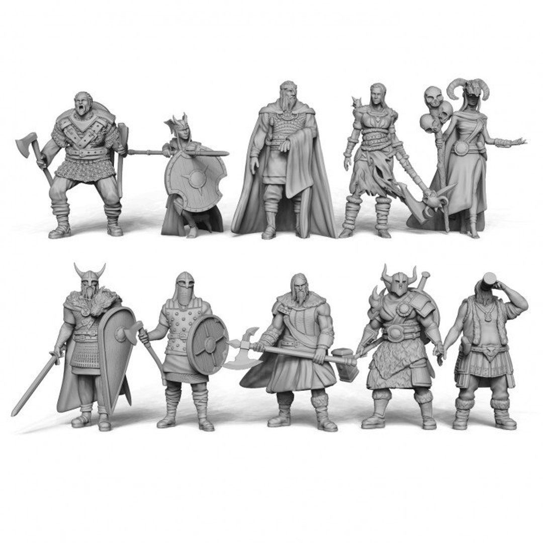 10pc Viking Miniatures Dnd Dungeons and Dragons TTRPG Miniatures Viking ...