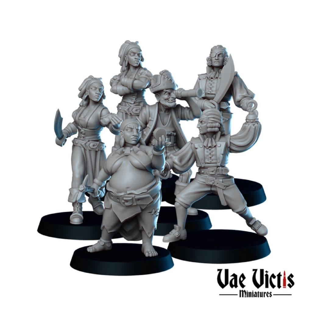 6pc Pirate Miniature, Dnd, Dungeons and Dragons, Explorer Adventurers ...