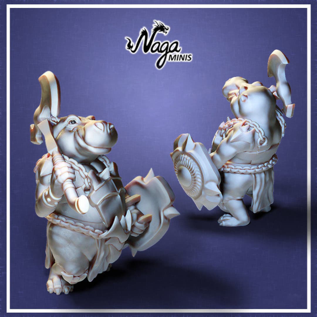 Hippo Folk Barbarian, Fighter Dnd, Dungeons and Dragons Miniatures for ...