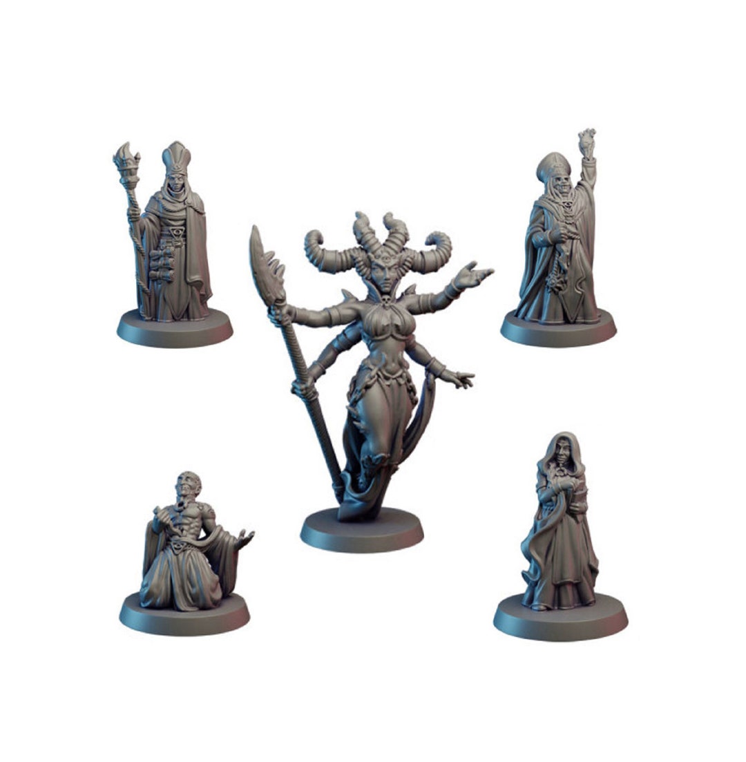 5pc Dnd Cultist Miniature Set Dungeons and Dragons RPG Figures ...