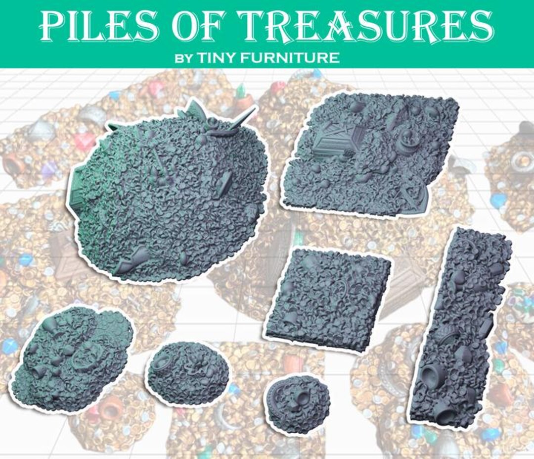 7pc Pile of Treasures Money Miniatures Dnd Dungeons and Dragons 28mm ...