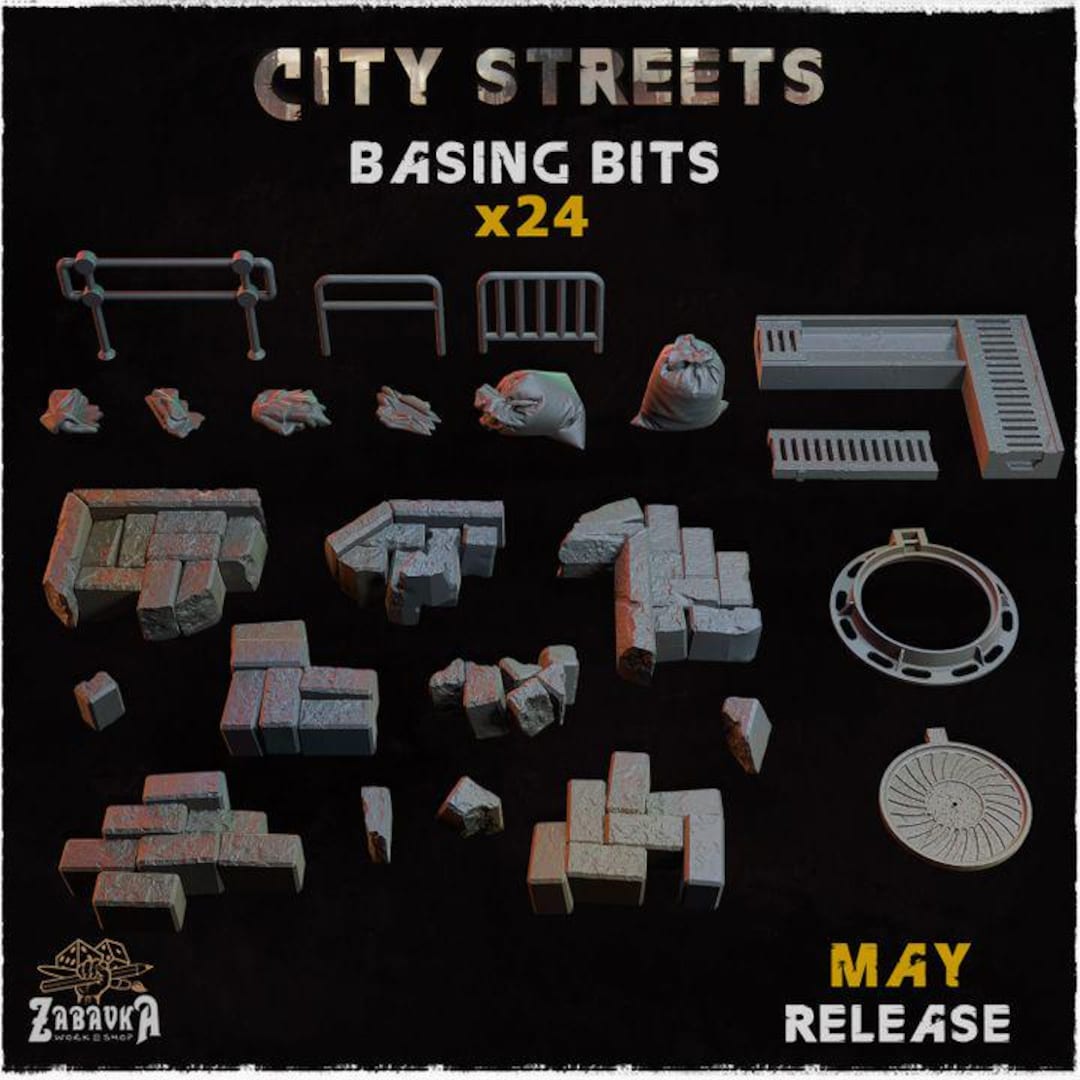 24pc City Streets Basing Bits 28mm/32mm Scale Basing Materials ...
