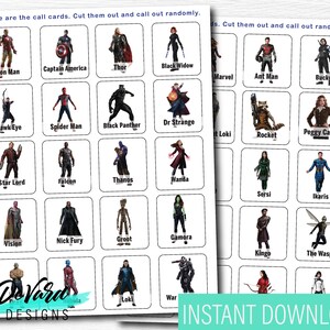 Super Hero Bingo Game-set of 15 Cards - Birthday Party Activity ...