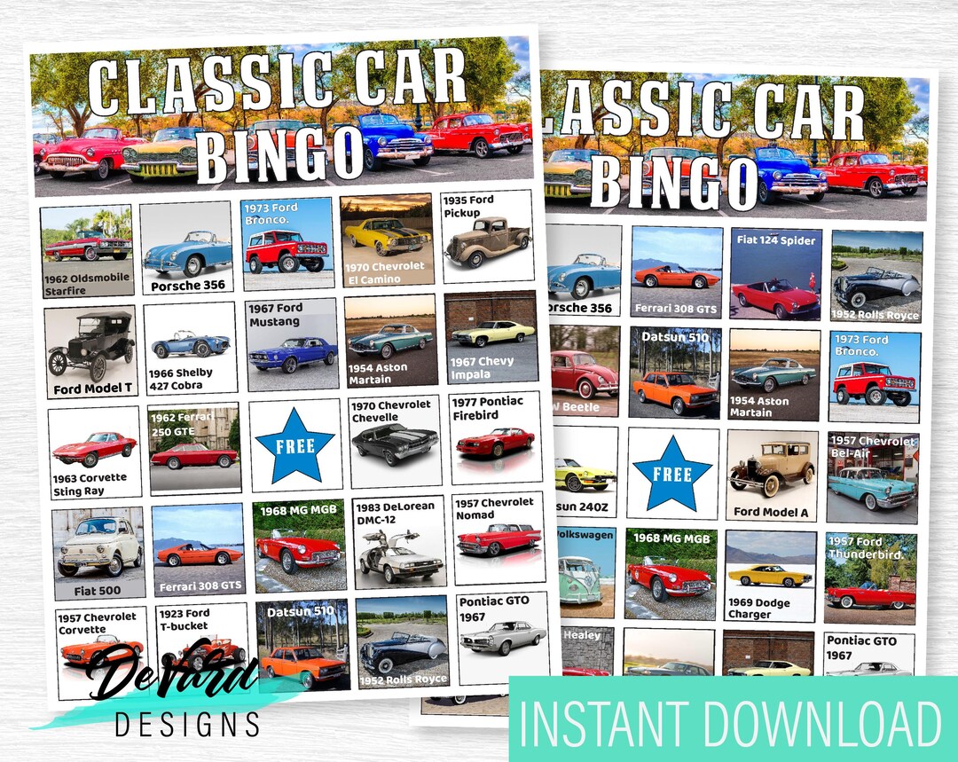 Classic Car Bingo Game: Set of 15 Printable Cards (digital Download) - Etsy