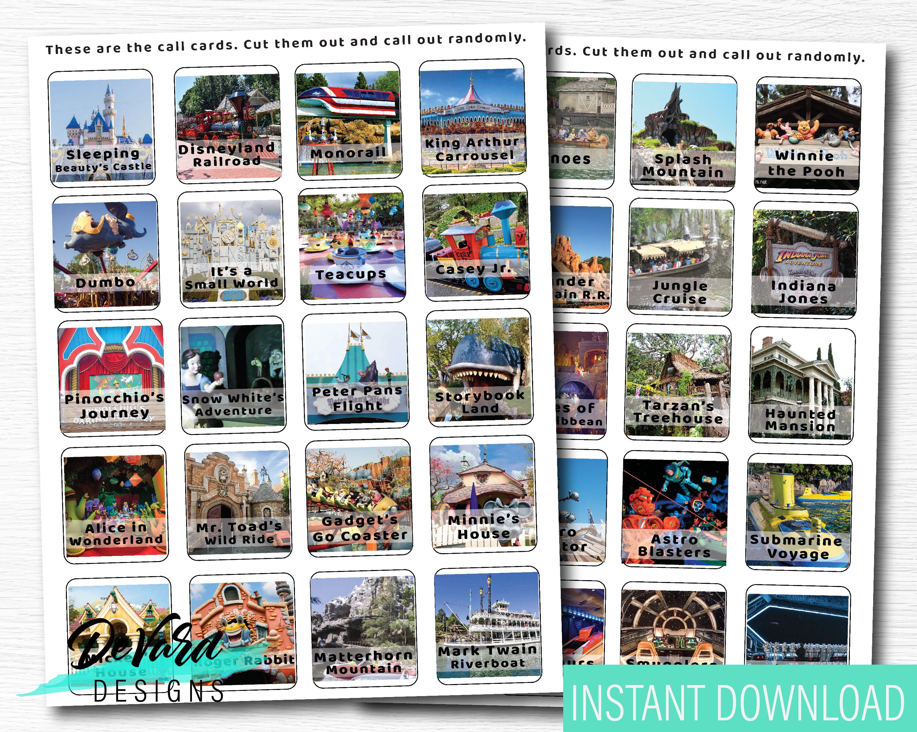 Disneyland Bingo Game: Theme Park Scavenger Hunt (digital Download) - Etsy