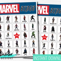 Superhero Bingo Printable Game - 30 Different Cards - Full Page Size ...