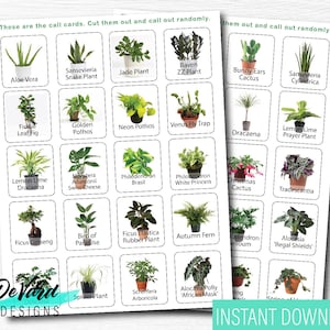 House Plant Bingo Game: 15 Unique Cards (digital Download) - Etsy