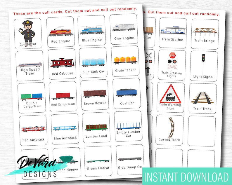 Train Bingo Game: Kids Birthday Party Activity (digital Download) - Etsy