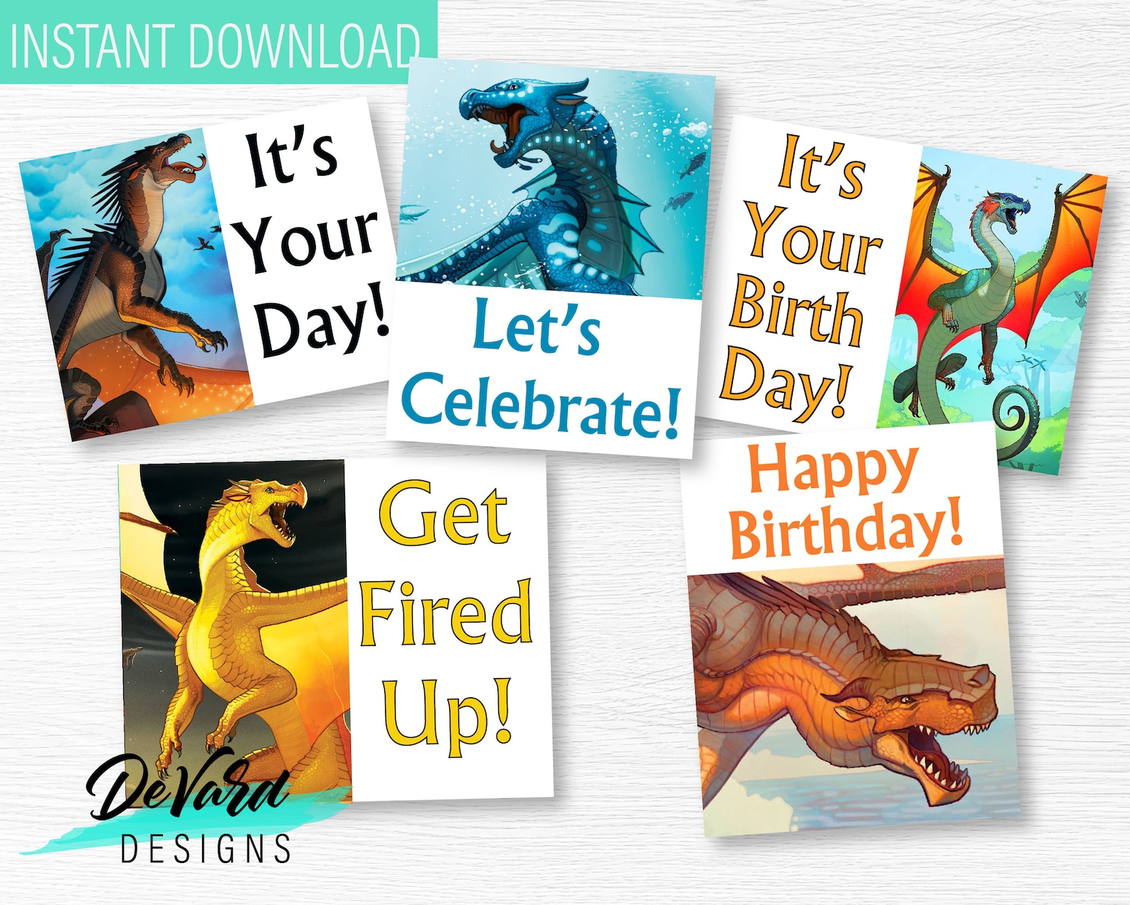 Dragon Party Posters Instant Download Wall Art Dragon Wings - Etsy