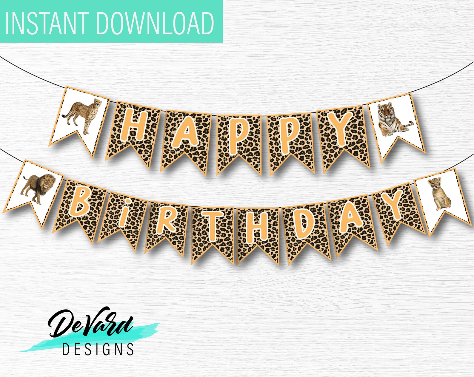 Wild Cat Birthday Banner Birthday Party Decoration Jungle Cat Theme ...