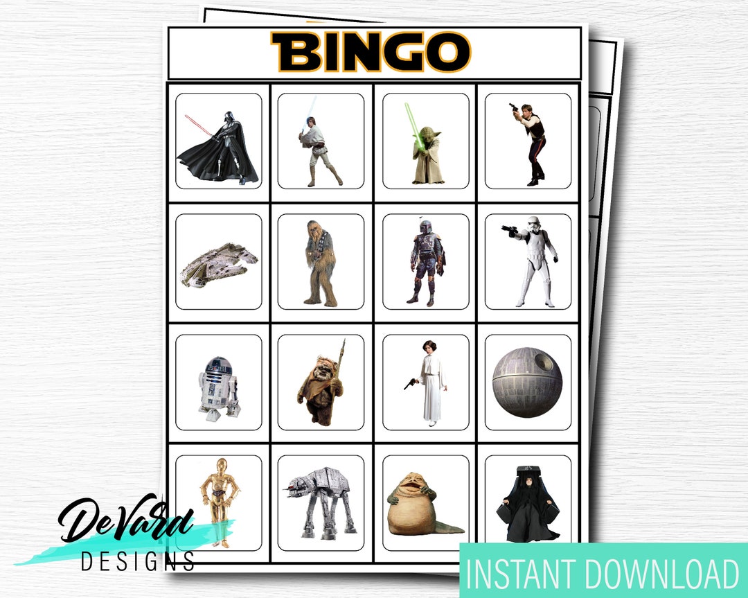 Star Wars Bingo Game: 15 Unique Cards, Birthday Party (digital Download ...