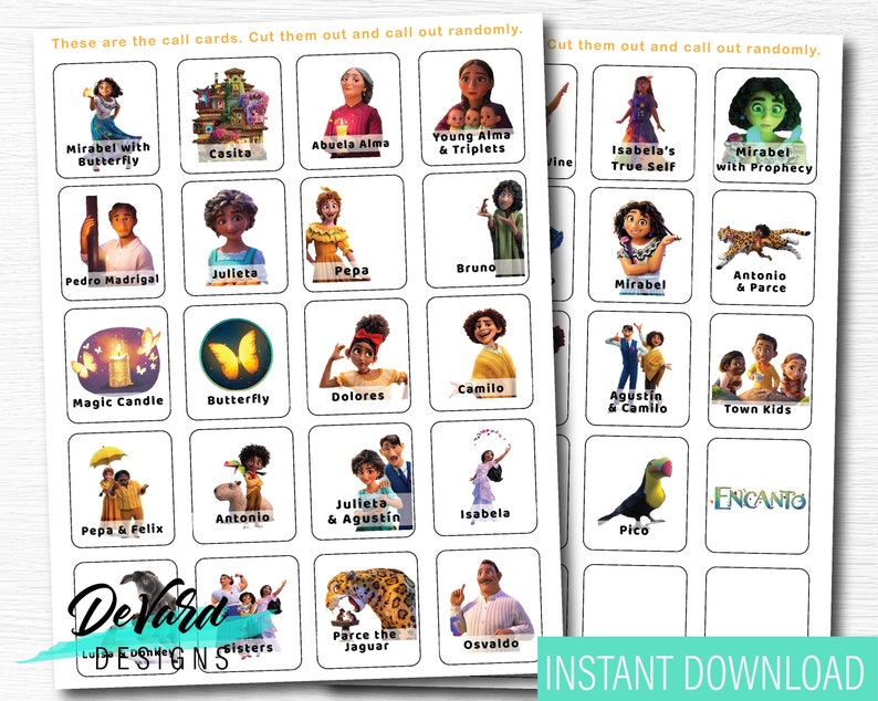 Encanto Bingo Game: 20 Printable Cards, Family Movie Night (digital ...