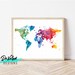 World Wall Map Colorful Classroom Chart Instant Download Wall Art ...
