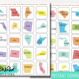 United States of America Bingo Game- Set of 15 Cards + Call Cards ...