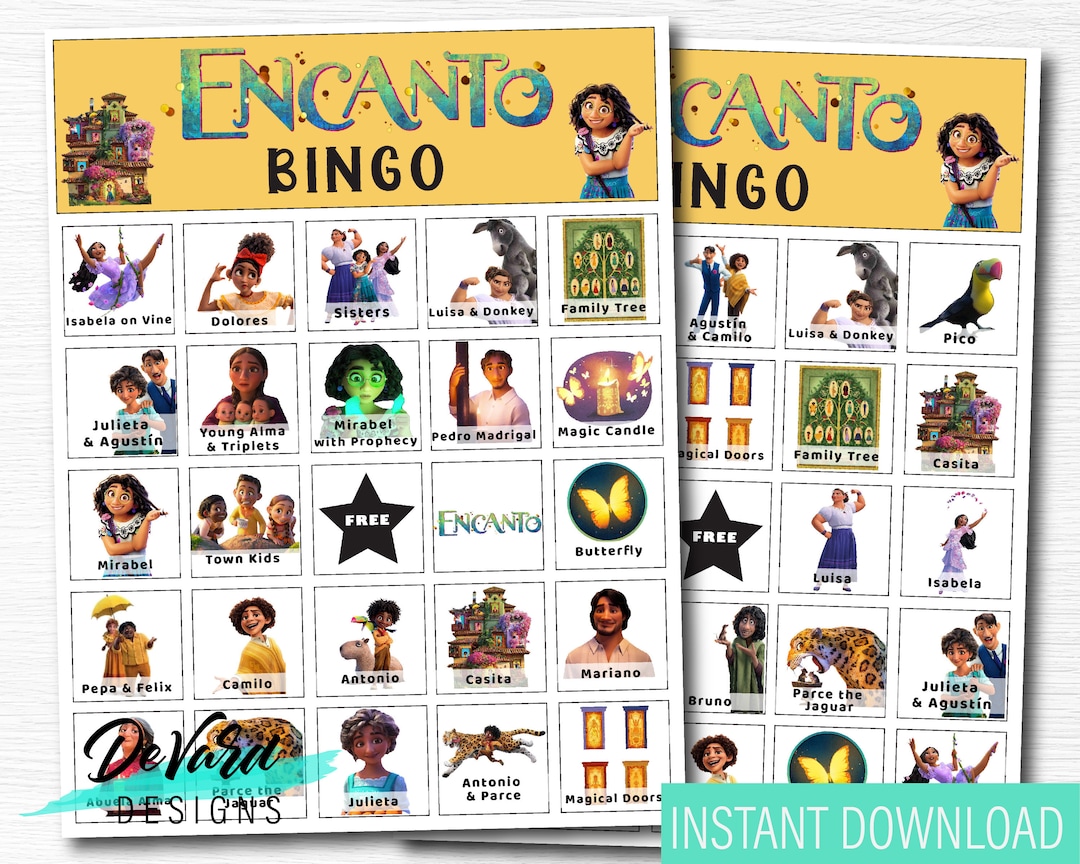 Magical Family Encanto Bingo Game-set of 20 Cards - Birthday Party ...